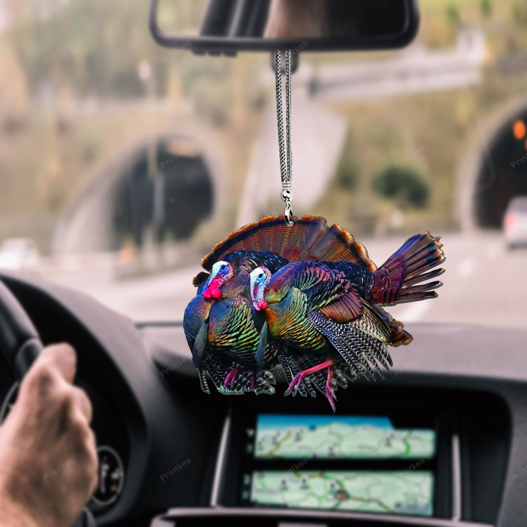 Turkey Hunting Two Turkeys PY184 KKH Car Hanging - The Happy Wood