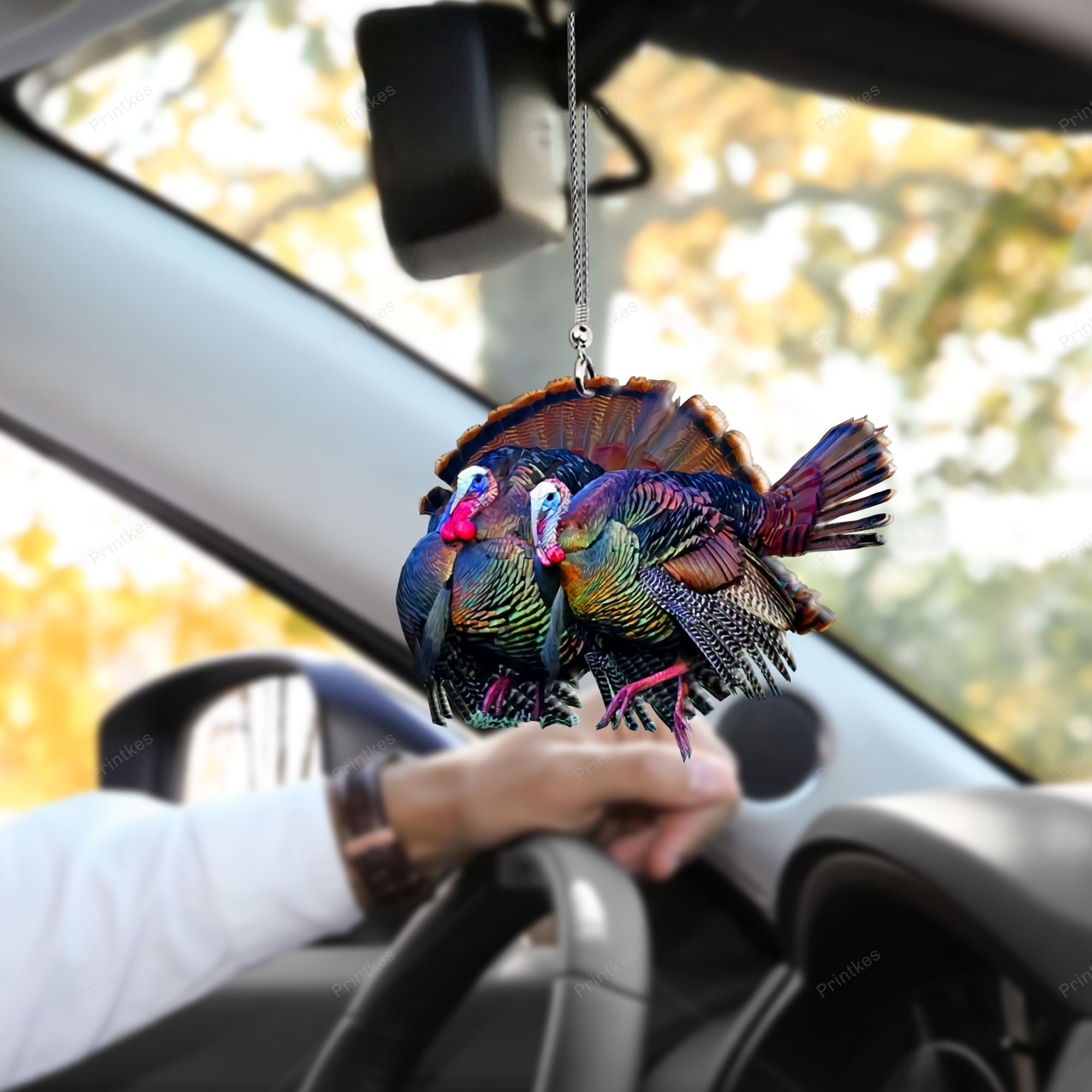 Turkey Hunting Two Turkeys PY184 KKH Car Hanging - The Happy Wood