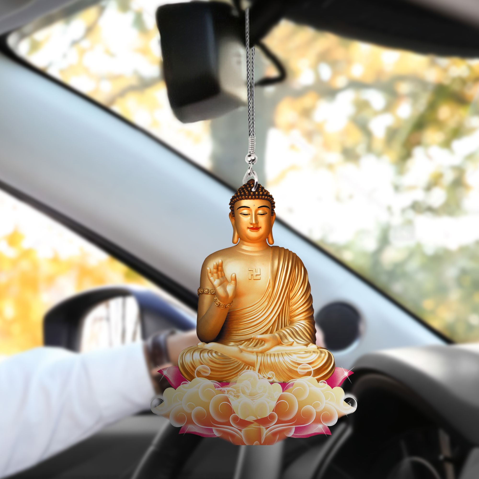 Buddhism HY253 NTT070997 NVQ Car Hanging - The Happy Wood