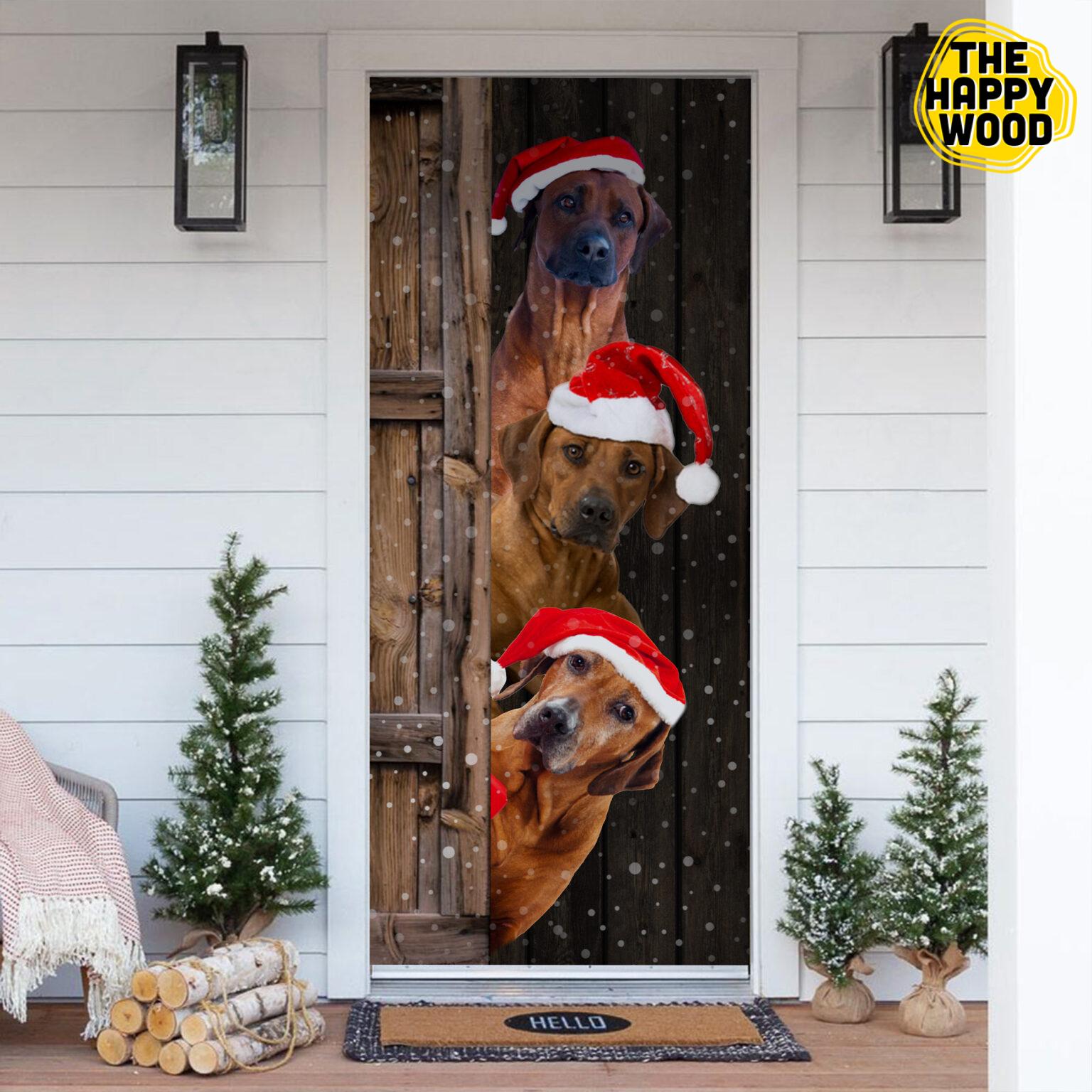 Rhodesian Ridgeback Christmas Door Cover - The Happy Wood