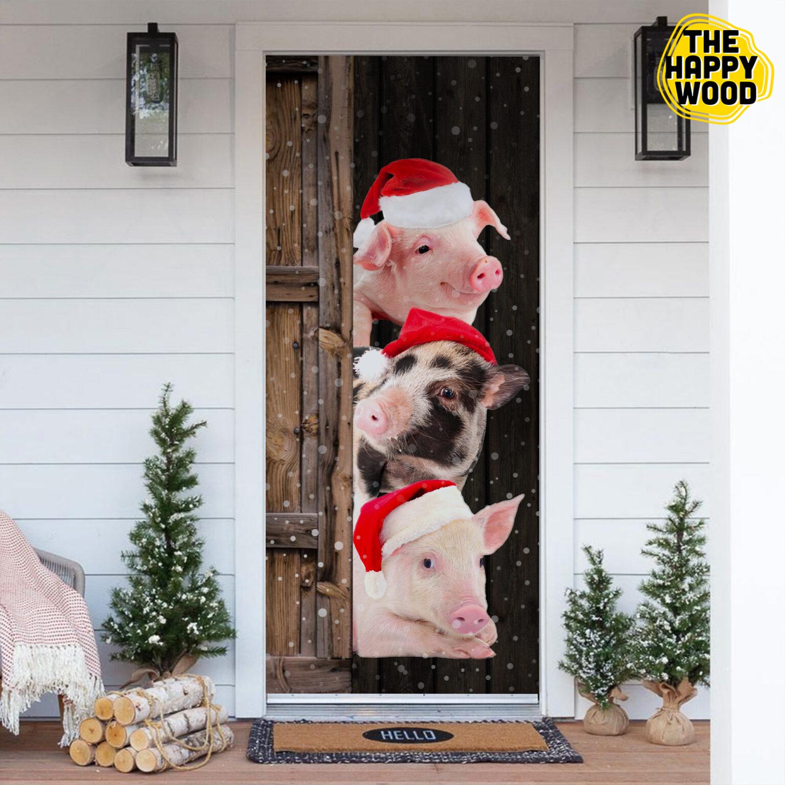 Pig Christmas Door Cover - The Happy Wood