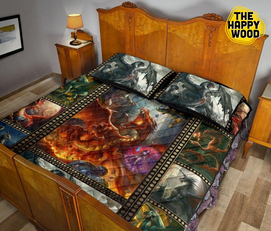 DND Dragons Quilt Bed Set And Pillow Covers - The Happy Wood